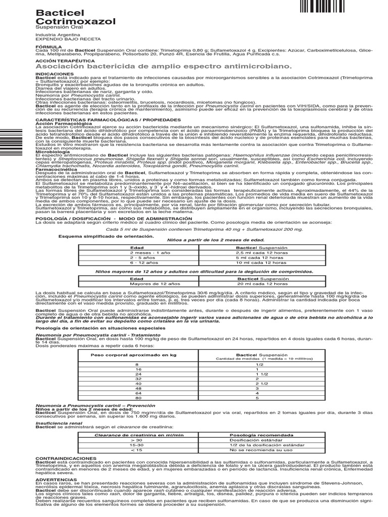 Bacticel Suspension | PDF | Farmacología | Salud y bienestar