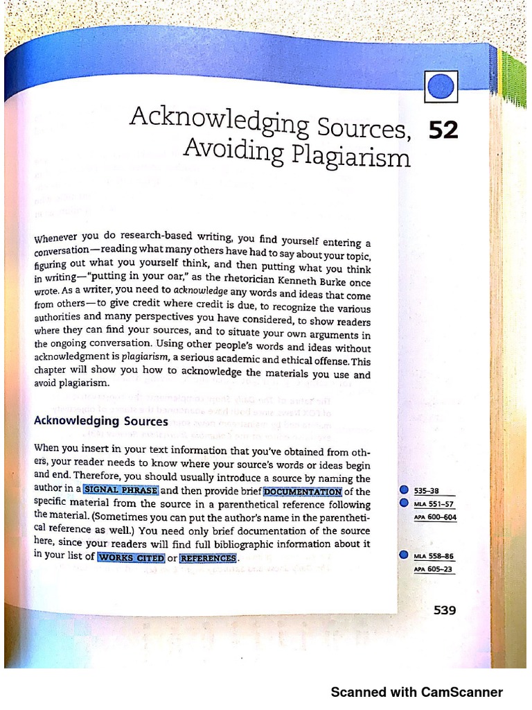 Chapter 52 Acknowledging Sources, Avoiding Plagiarism | PDF