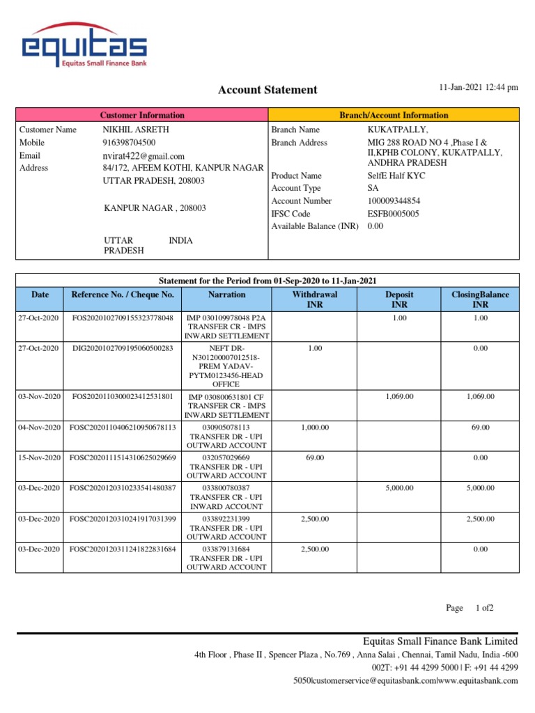 Nikhil Equitas Statement | PDF | Institutional Investors | Economies
