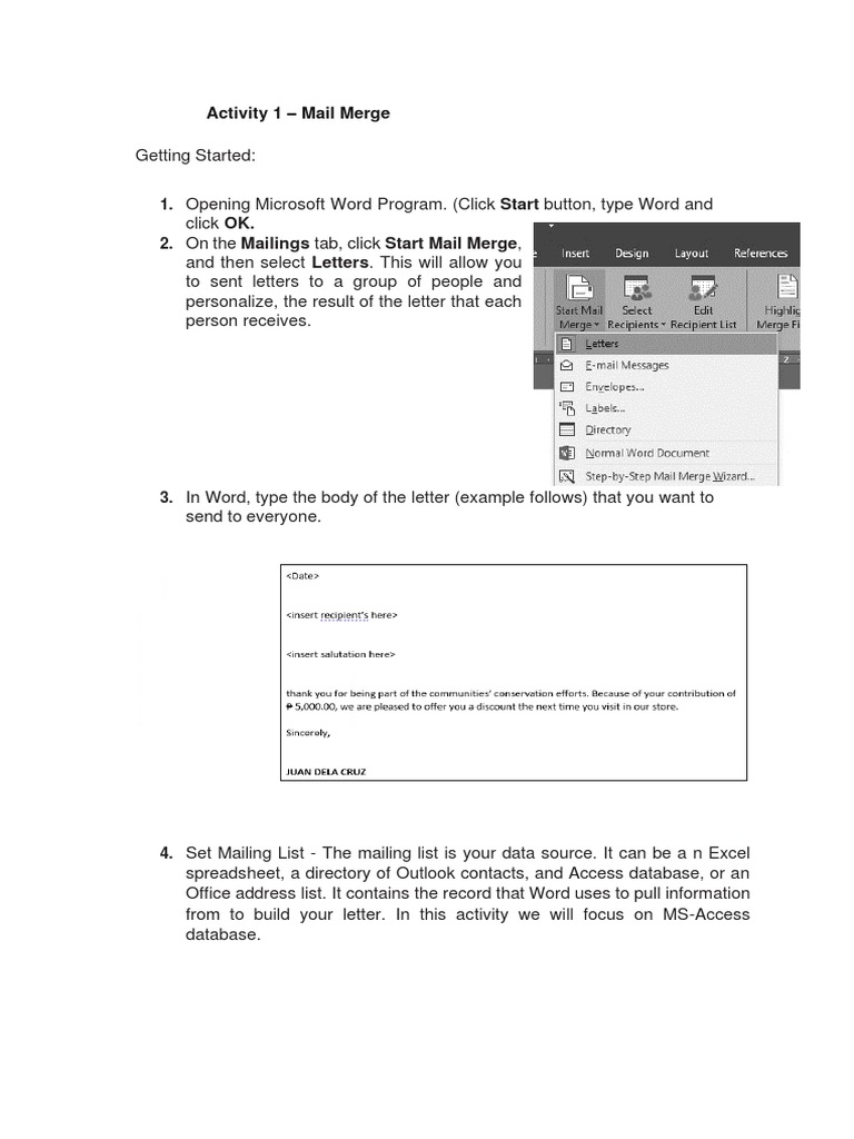 Activity 1 Mail Merge | PDF