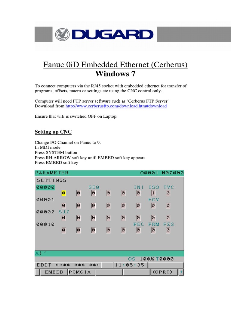Fanuc 0iD-Windows 7 Embedded Ethernet (Cerberus) - Windows 7 | PDF ...