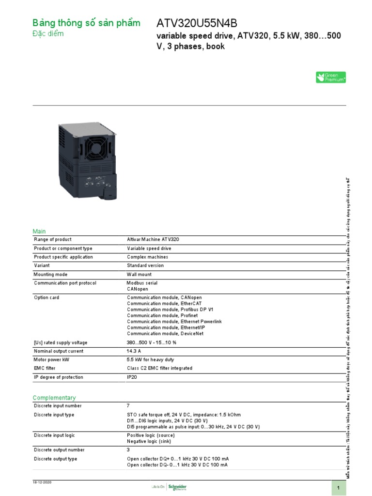 Altivar Machine ATV320 - ATV320U55N4B PDF | PDF | Relay | Electric Motor