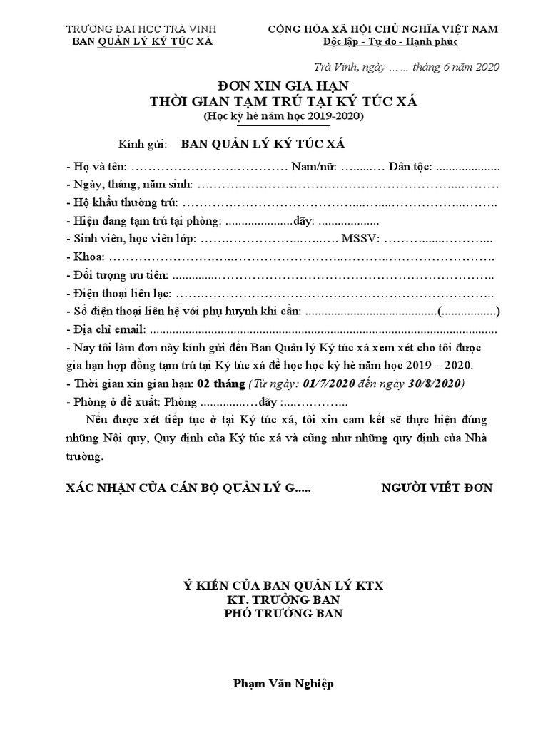 Don Xin Gia Han o KTX HK He NH 2019 - 2020 | PDF