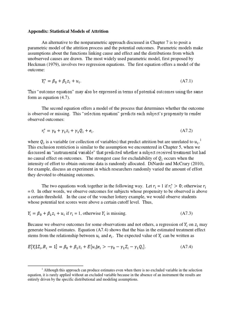 Appendix: Statistical Models of Attrition | PDF | Regression Analysis | Correlation And Dependence