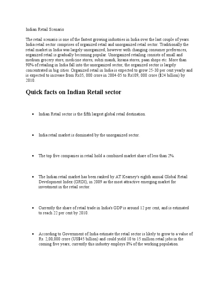 Indian Retail Scenario | PDF | Retail | Inventory