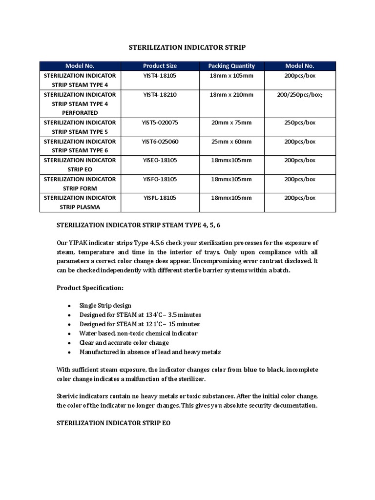 Sterilization Indicator Strips Guide | PDF | Sterilization ...