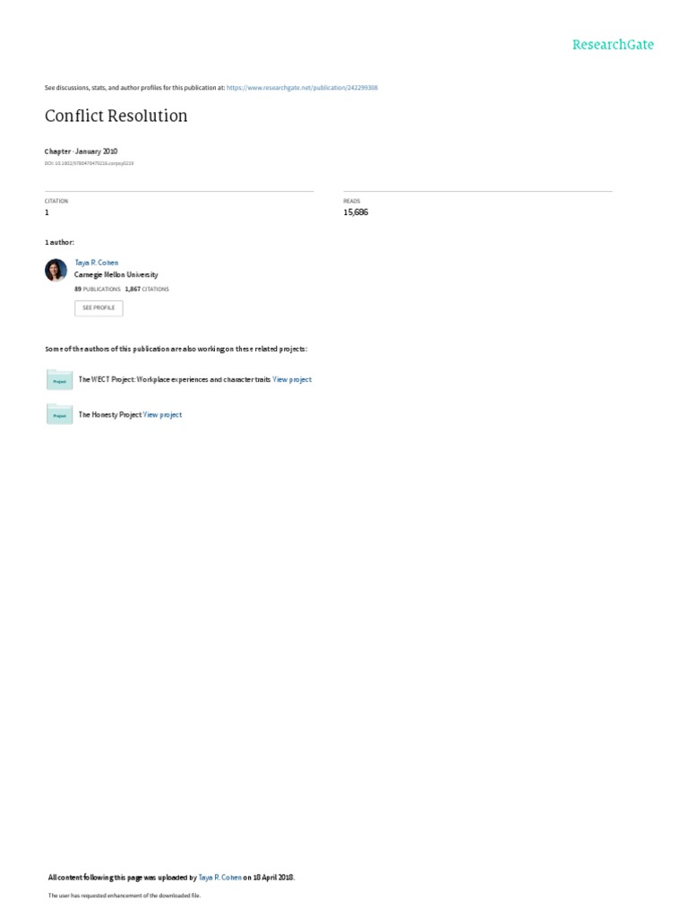 Con Ict Resolution: January 2010 | PDF | Conflict Resolution | Empathy