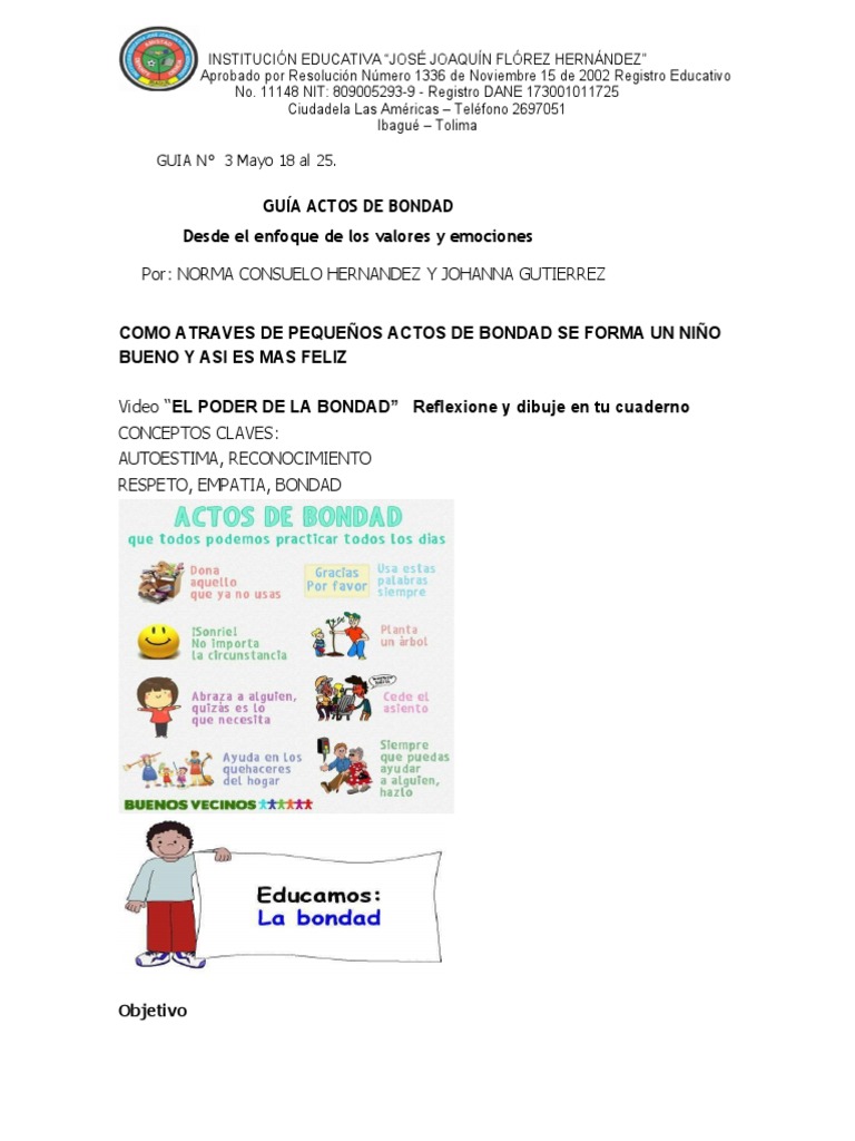 GUIA ACTOS DE BONDAD Video El Poder de La Bondad | PDF | Autoestima ...