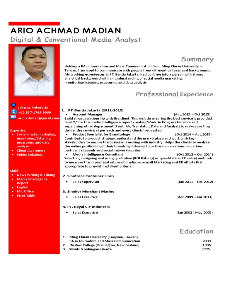 ARIO ACHMAD MADIAN-cv & Port PDF | PDF