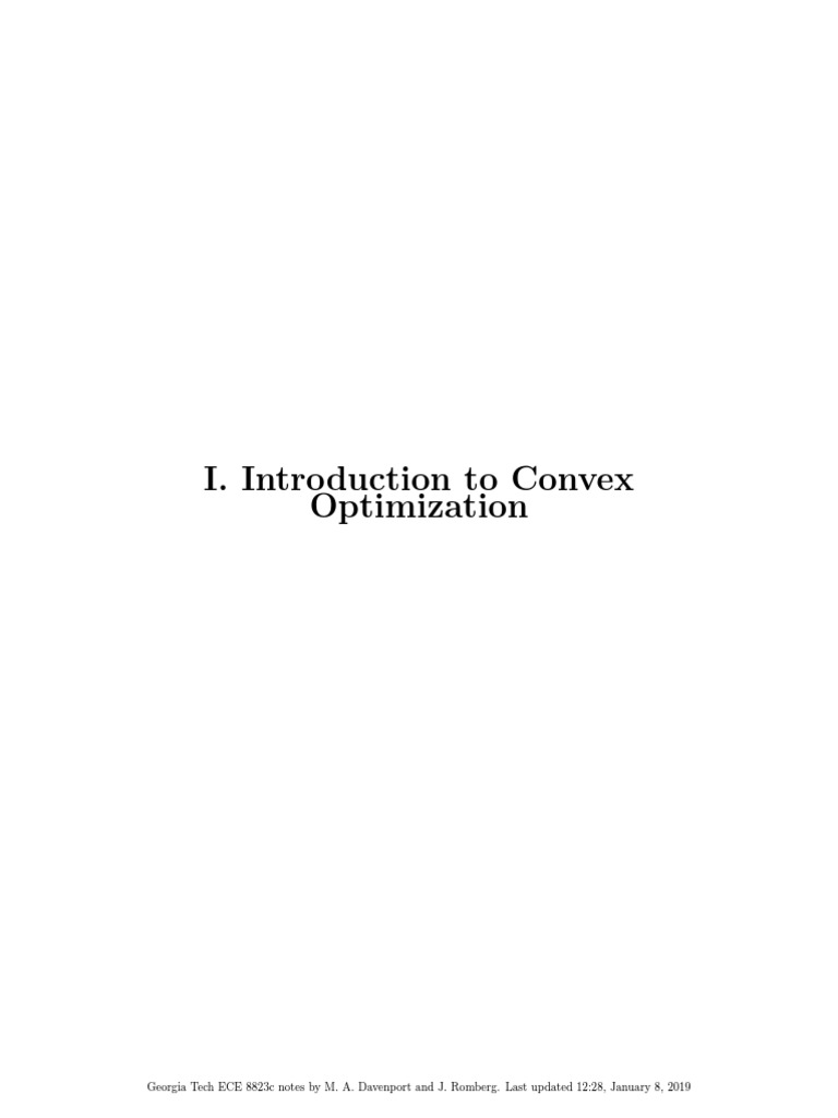 I Introduction To Convex Optimization Pdf Mathematical Optimization Linear Programming