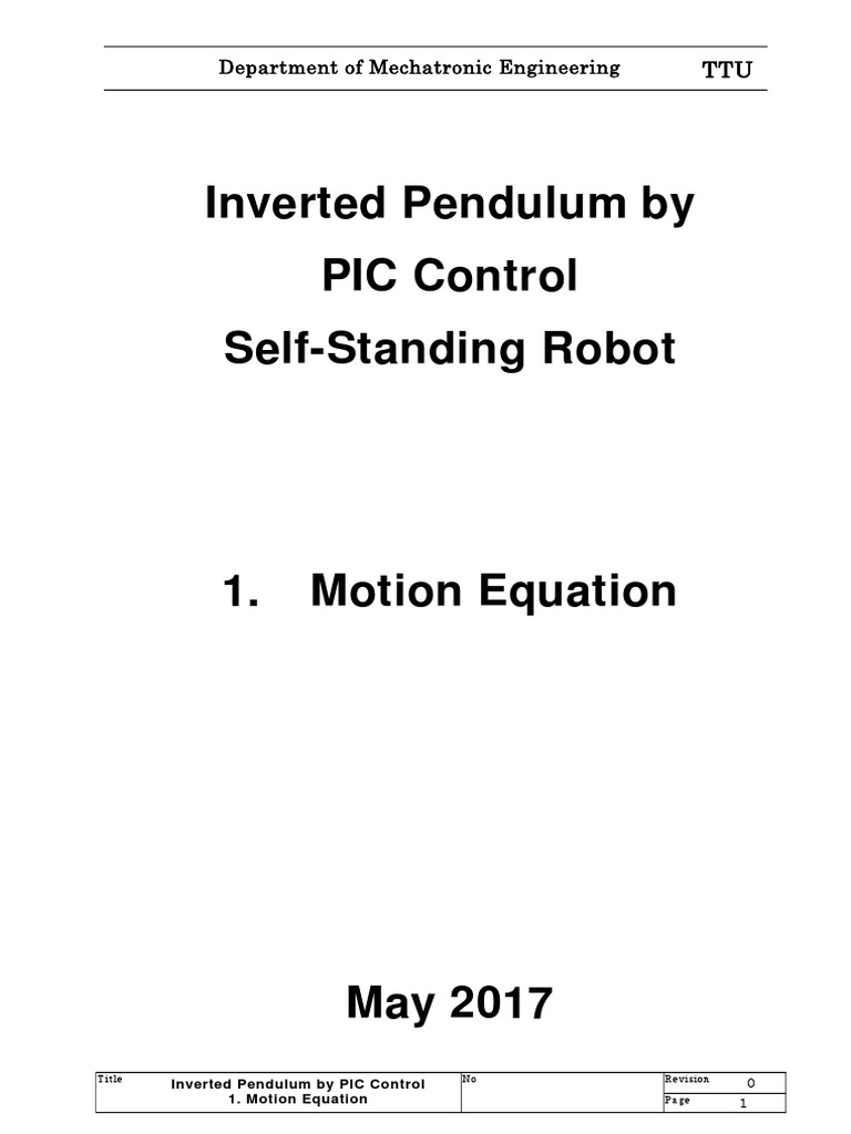 Inverted Pendulum1 Motion Equation | PDF | Electric Motor | Amplifier