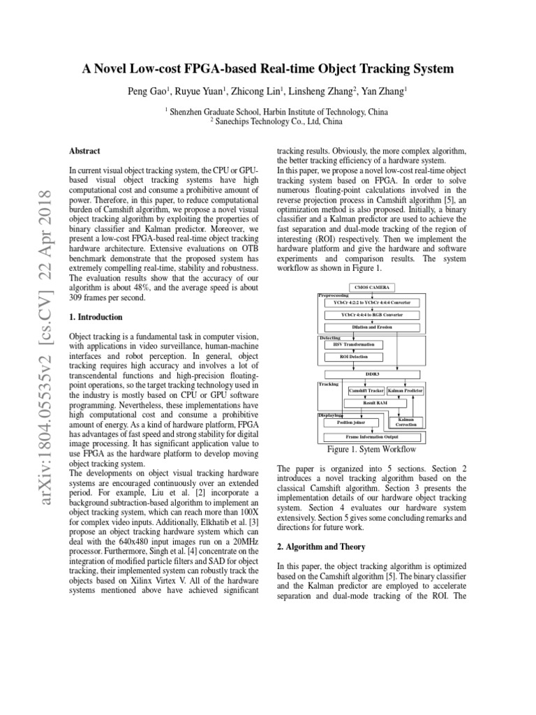A Novel Low-Cost FPGA-based Real-Time Object Tracking System | PDF | Statistical Classification ...