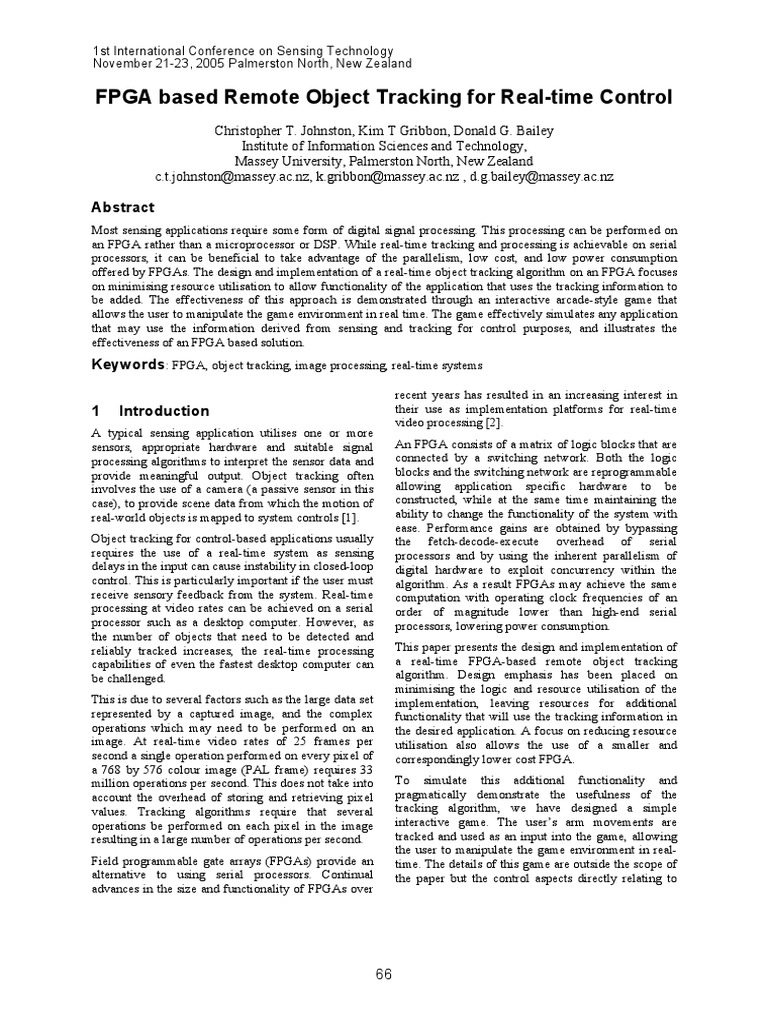 FPGA Based Remote Object Tracking For Real-Time Control | PDF | Field Programmable Gate Array ...