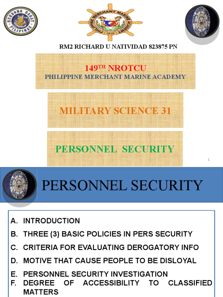 Military Science 31: Personnel Security | PDF | Security Clearance | Classified Information
