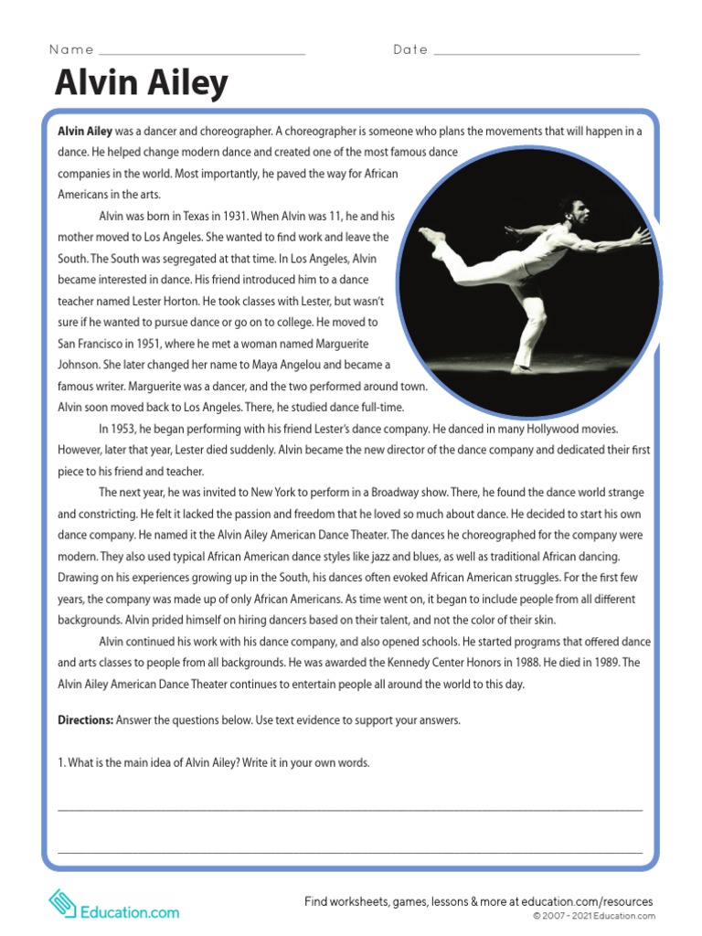 Alvin Ailey Biography | PDF | Performing Arts | Jazz Music