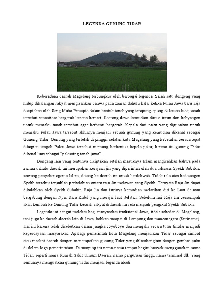 Legenda Gunung Tidar | PDF
