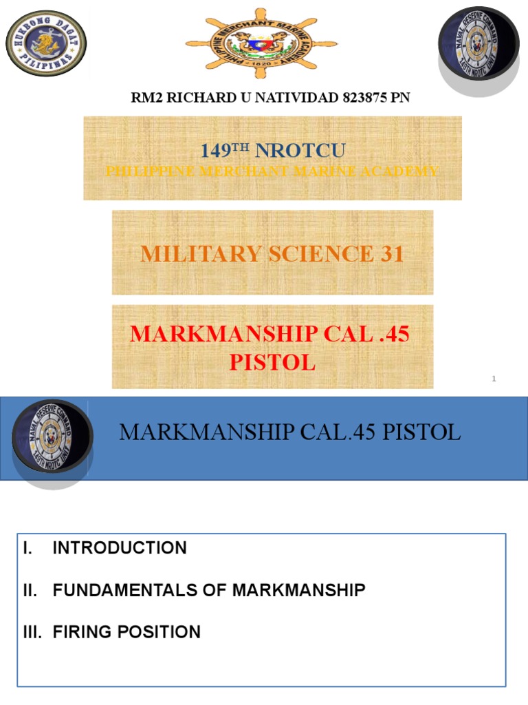 Markmanship (Cal.45pistol) | PDF | Trigger (Firearms) | Handgun