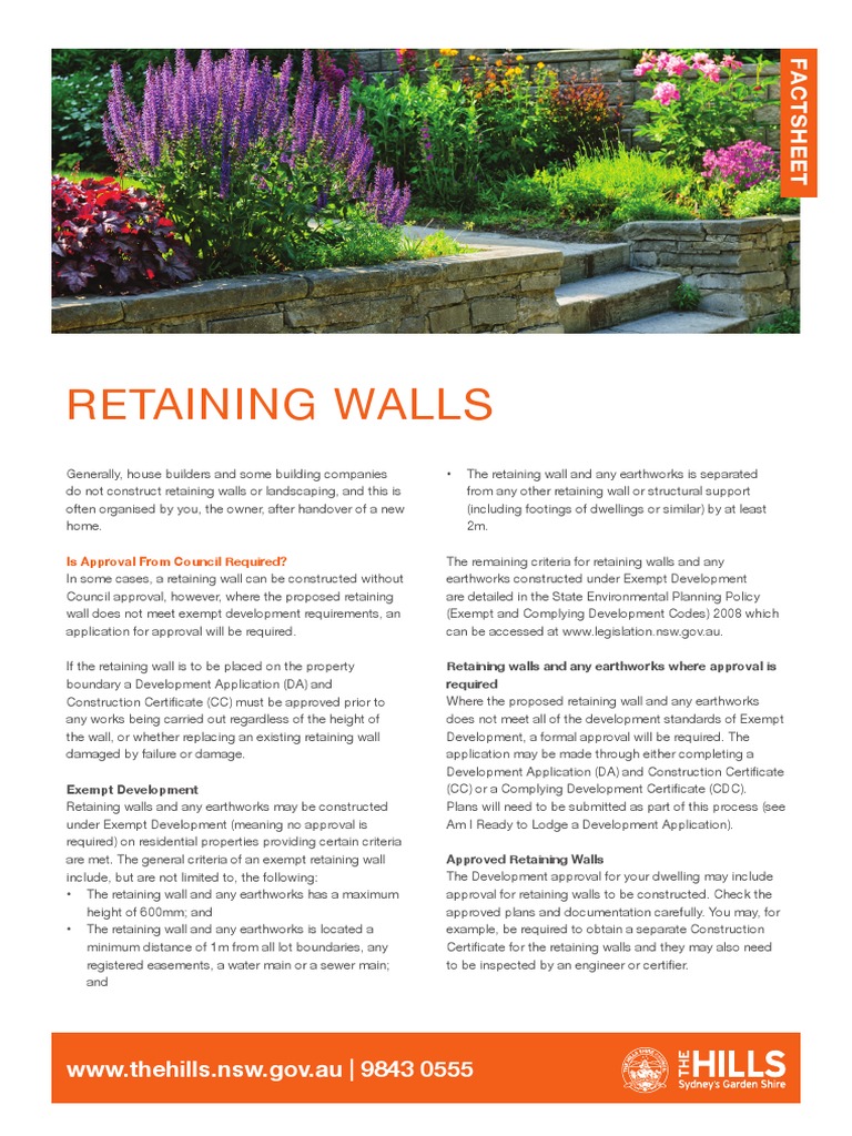 Retaining Walls: WWW - Thehills.nsw - Gov.au - 9843 0555 | PDF ...