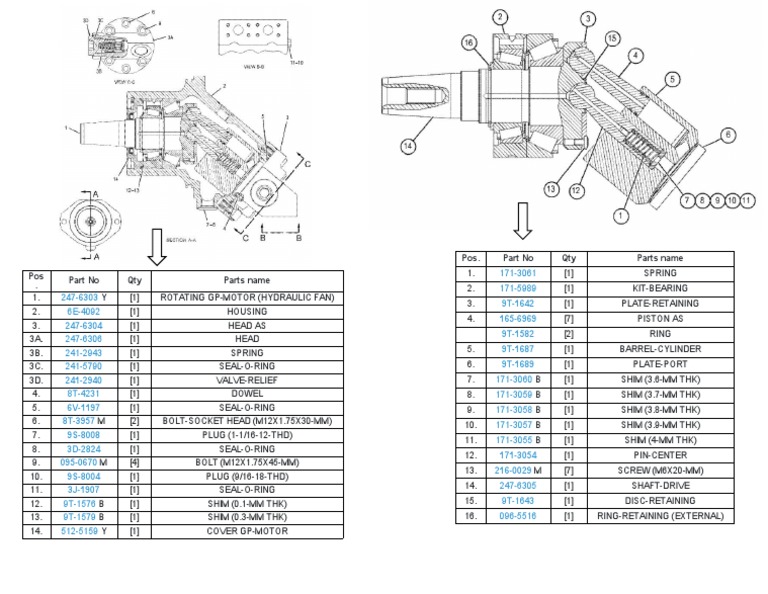 Pos - Part No Qty Parts Name Pos. Part No Qty Parts Name: 247-6303 247 ...