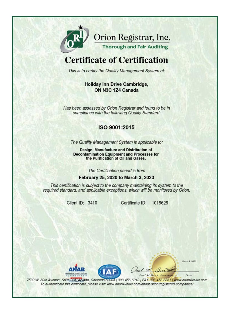 ISO 9001-2015 Certificate 2023 | PDF