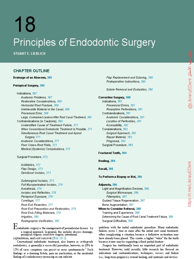 Principles of Endodontic Surgery: Chapter Outline | Download Free PDF ...