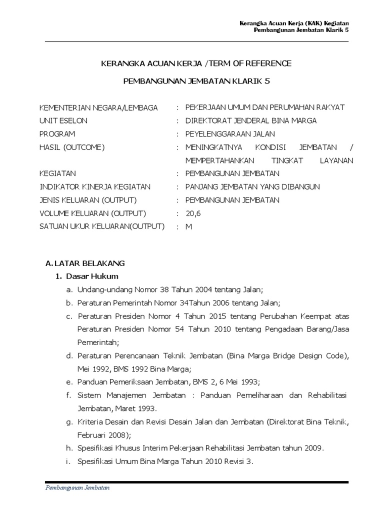 Kak Pembangunan Jembatan Klarik 5 PDF | PDF
