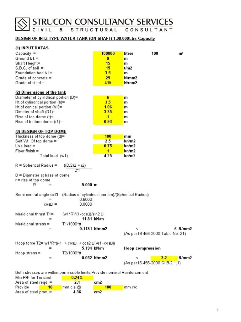 1 Lac Intz Tank (Submition) | PDF | Bending | Mechanical Engineering