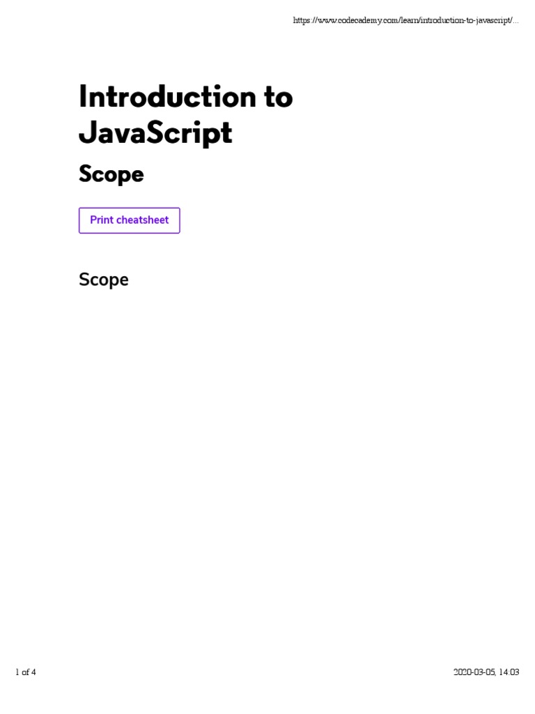 JS Cheatsheet Scope | PDF | Scope (Computer Science) | Java Script