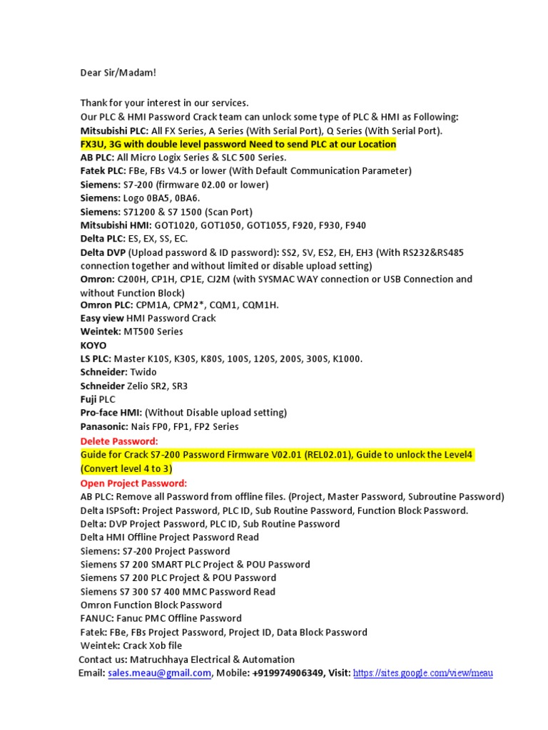 Omron PLC Password Crack PDF | PDF