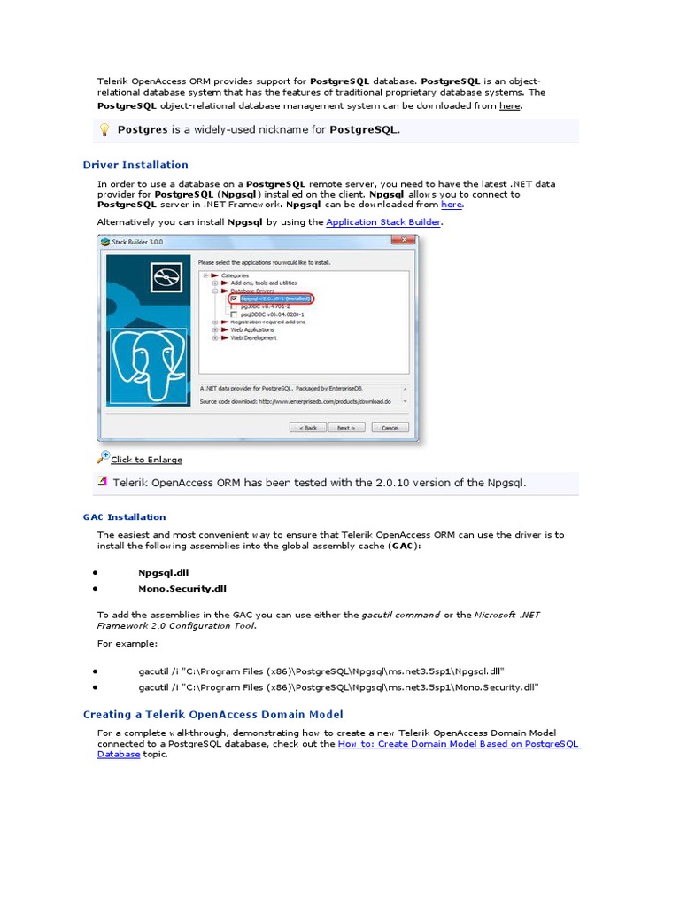 Telerik OpenAccess ORM Provides Support For PostgreSQL Database | PDF ...