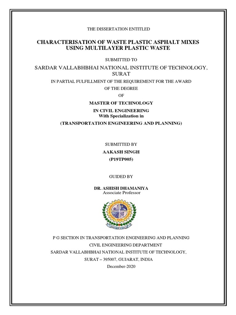 Characterisation of Waste Plastic Asphalt Mixes Using Multilayer ...