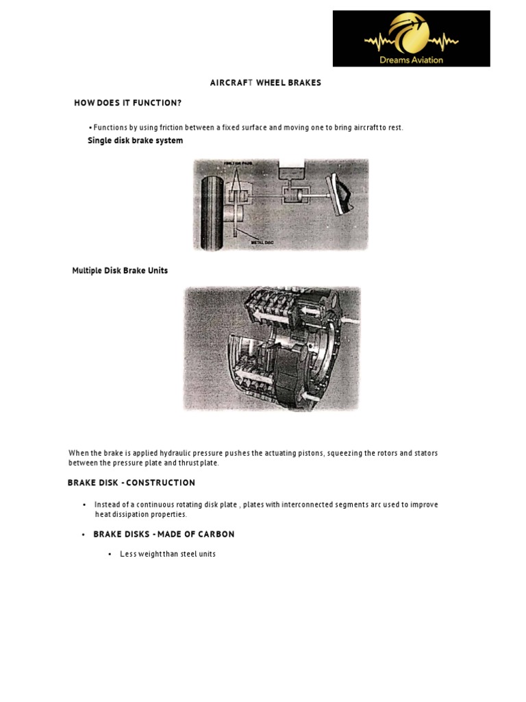 Aircraft Wheel Brake Systems Explained | PDF | Brake | Tire