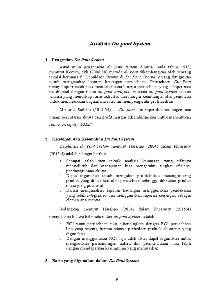 Analisis Sistem Du Pont dan Kinerjanya | PDF