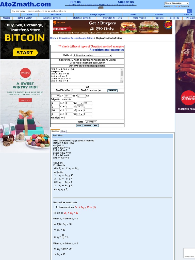 Graphical Method Calculator2020 | PDF | Linear Programming | Numerical Analysis