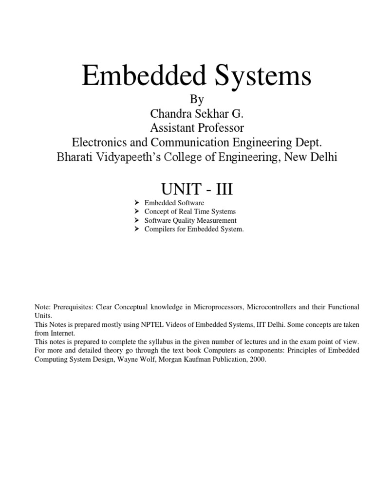 Embedded Systems Notes - Unit - 3 | PDF | Program Optimization | Compiler