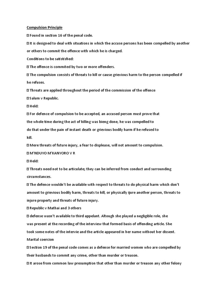 Compulsion Principle1 | PDF | Criminal Law | Applied Ethics