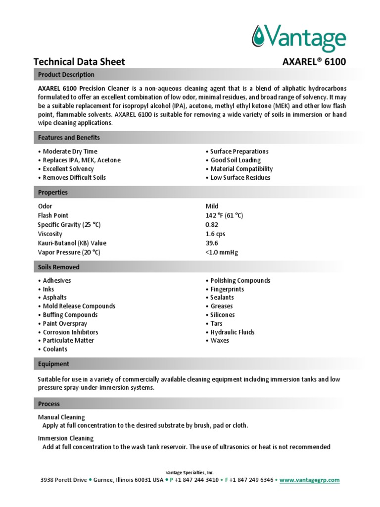 Axarel 6100 TDS | PDF | Resource Conservation And Recovery Act | Chemistry