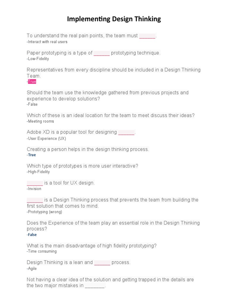 Implementing Design Thinking Resp | PDF | Design Thinking | Software Prototyping