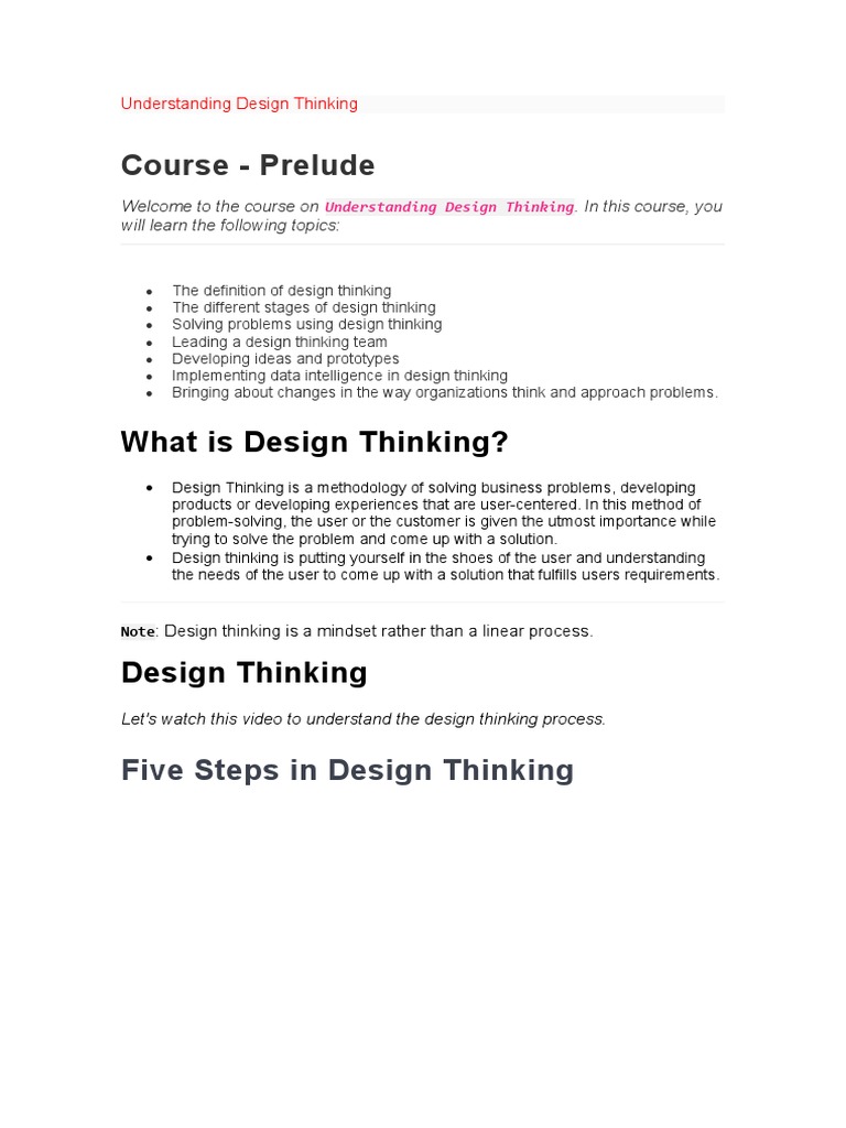 Understanding Design Thinking Process | PDF | Design Thinking | Prototype