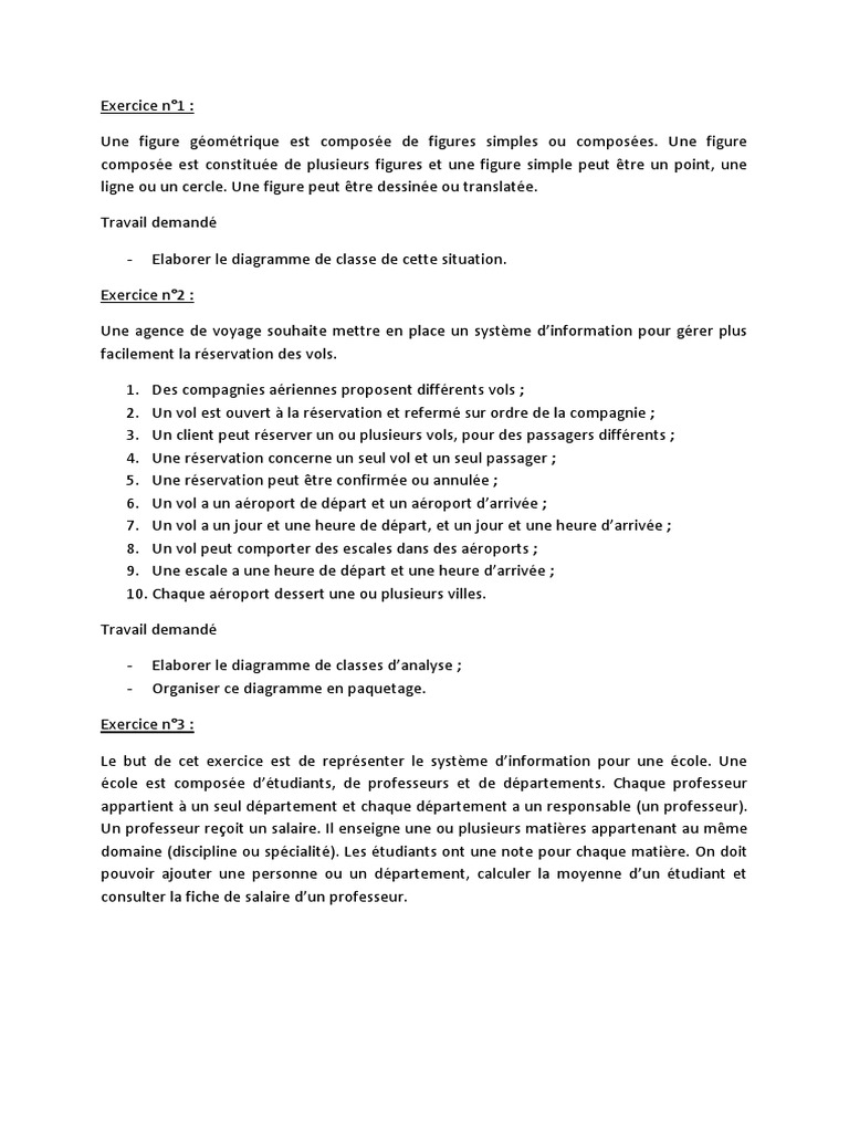 Exercices UML avec corrigés détaillés | PDF