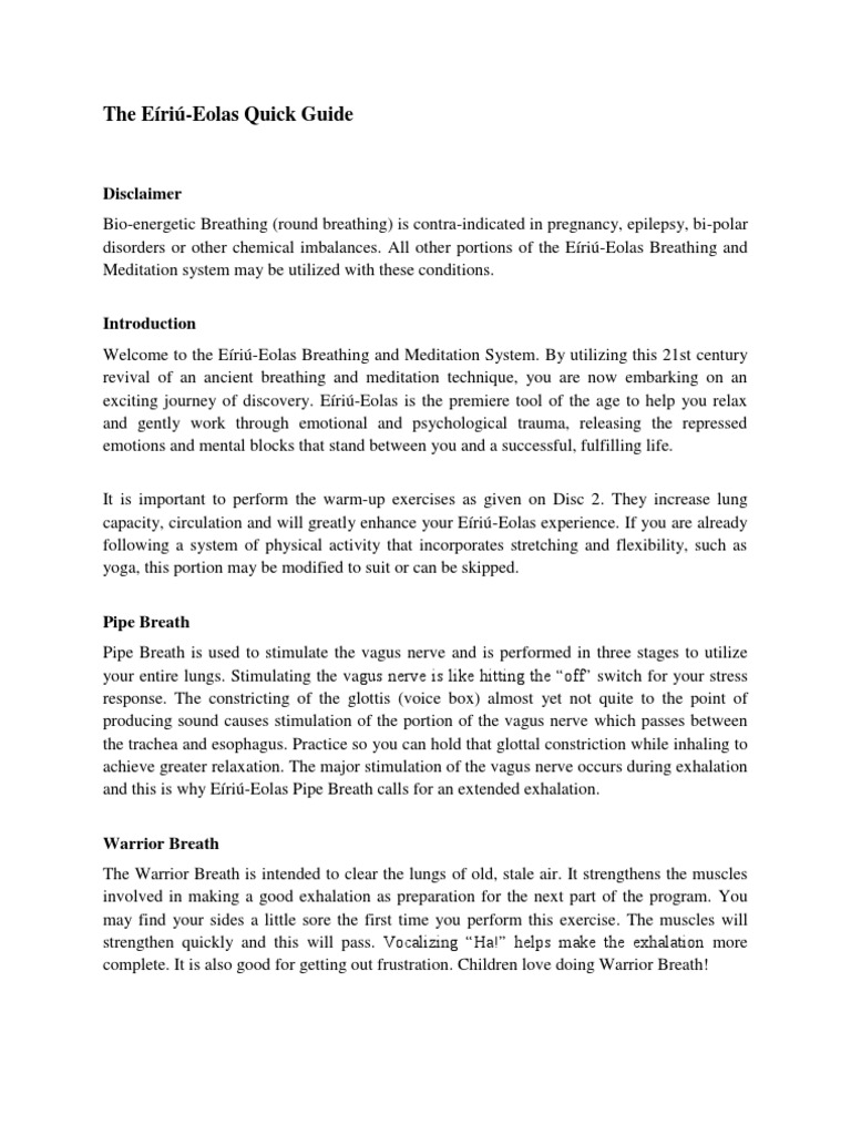 Eiriu Eolas Quick Guide | PDF | Breathing | Exhalation