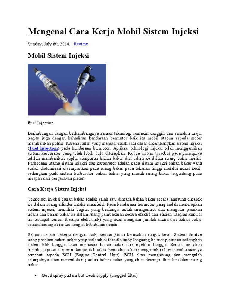 4.mengenal Cara Kerja Mobil Sistem Injeksi | PDF