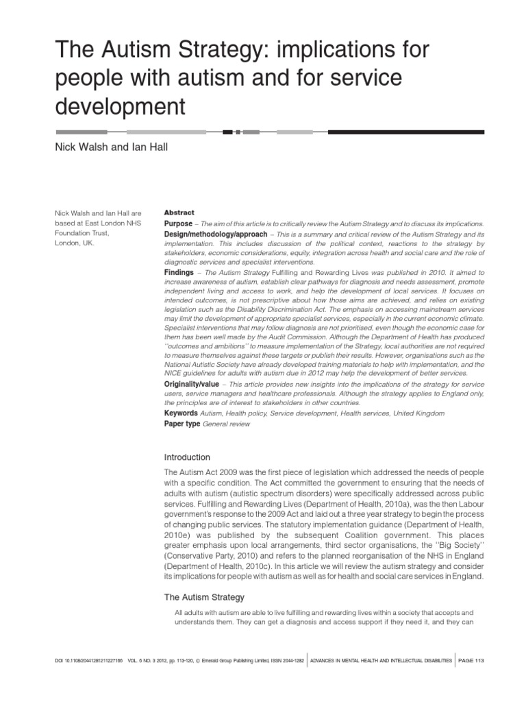 Autism Strategy Review and Implications | PDF | Autism | National ...