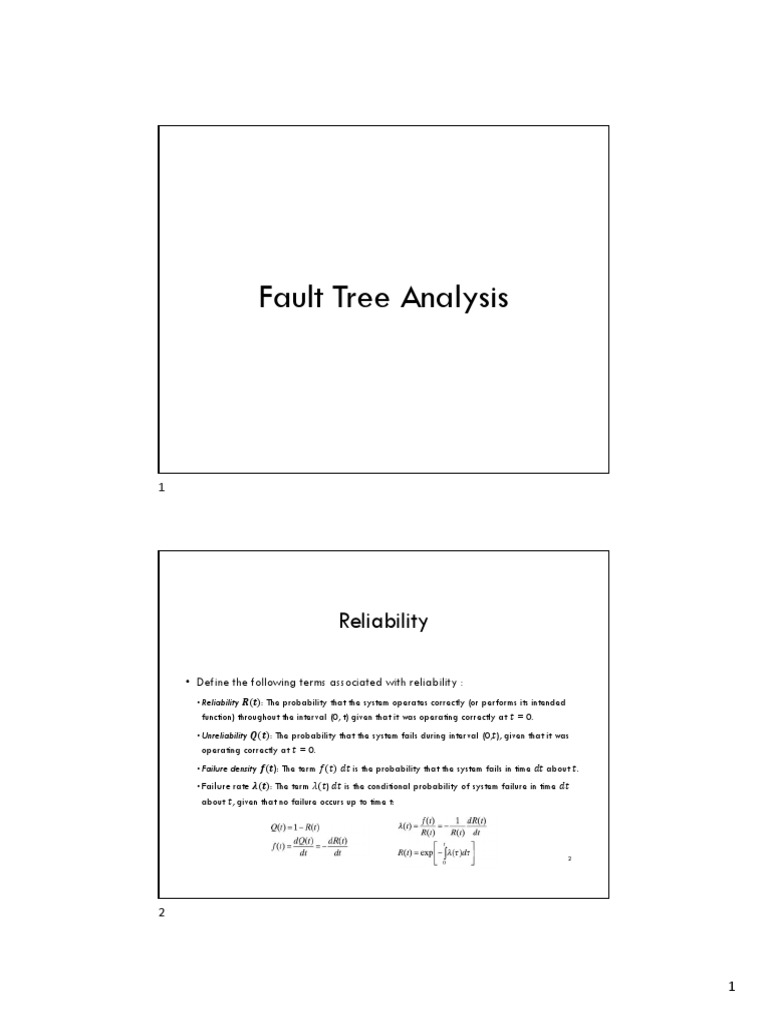 Reliability Analysis and Fault Tree Modeling | PDF | Reliability Engineering | Mean