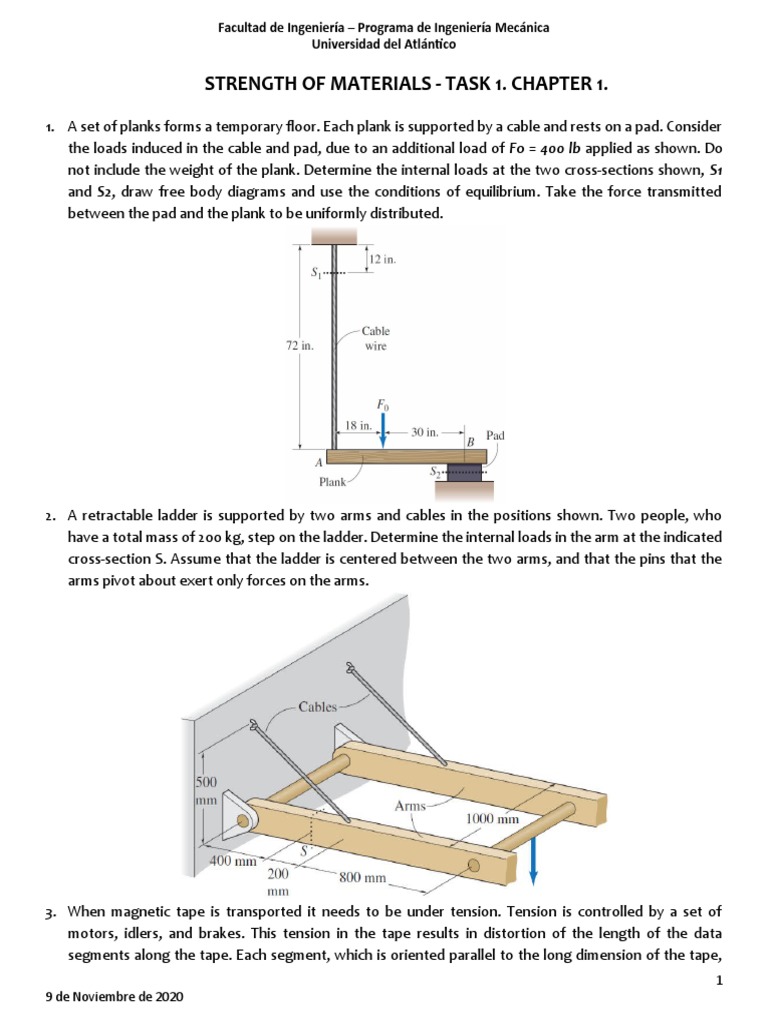 Strength of Materials Task 1 Analysis | PDF | Tension (Physics) | Force