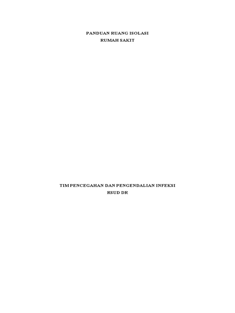 Panduan Ruang Isolasi Rumah Sakit | PDF