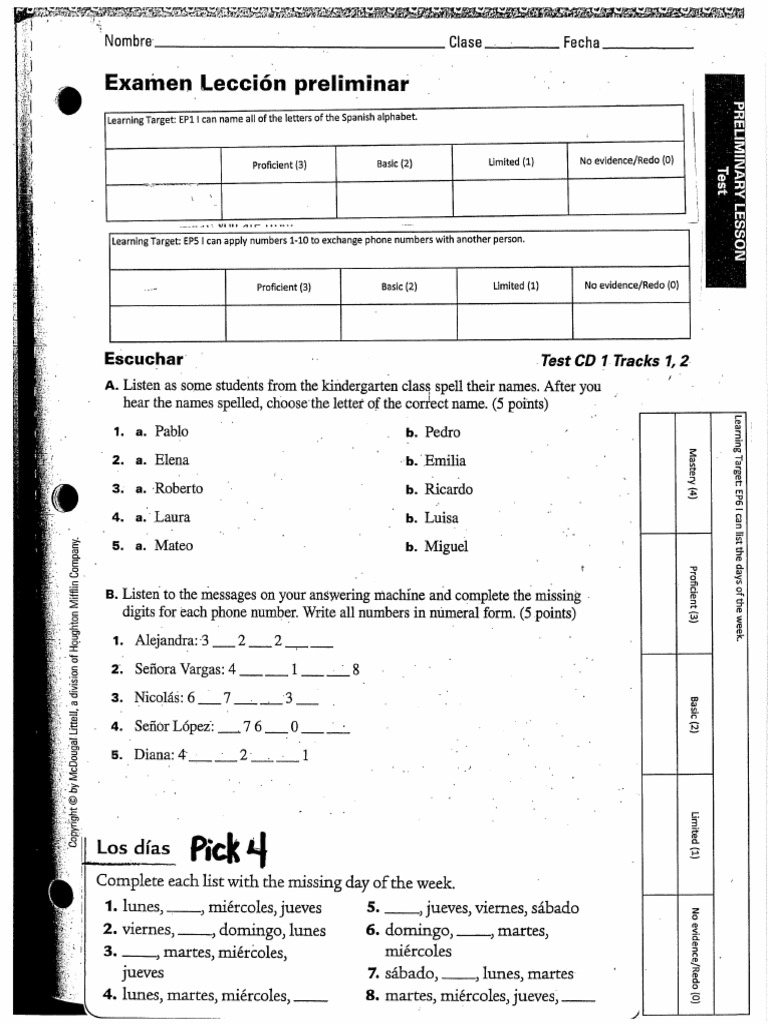 SPAN1 Examen Etapa Preliminar (M) | PDF