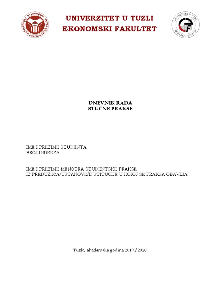 Prilog 4 - Dnevnik Rada Strucne Prakse | PDF