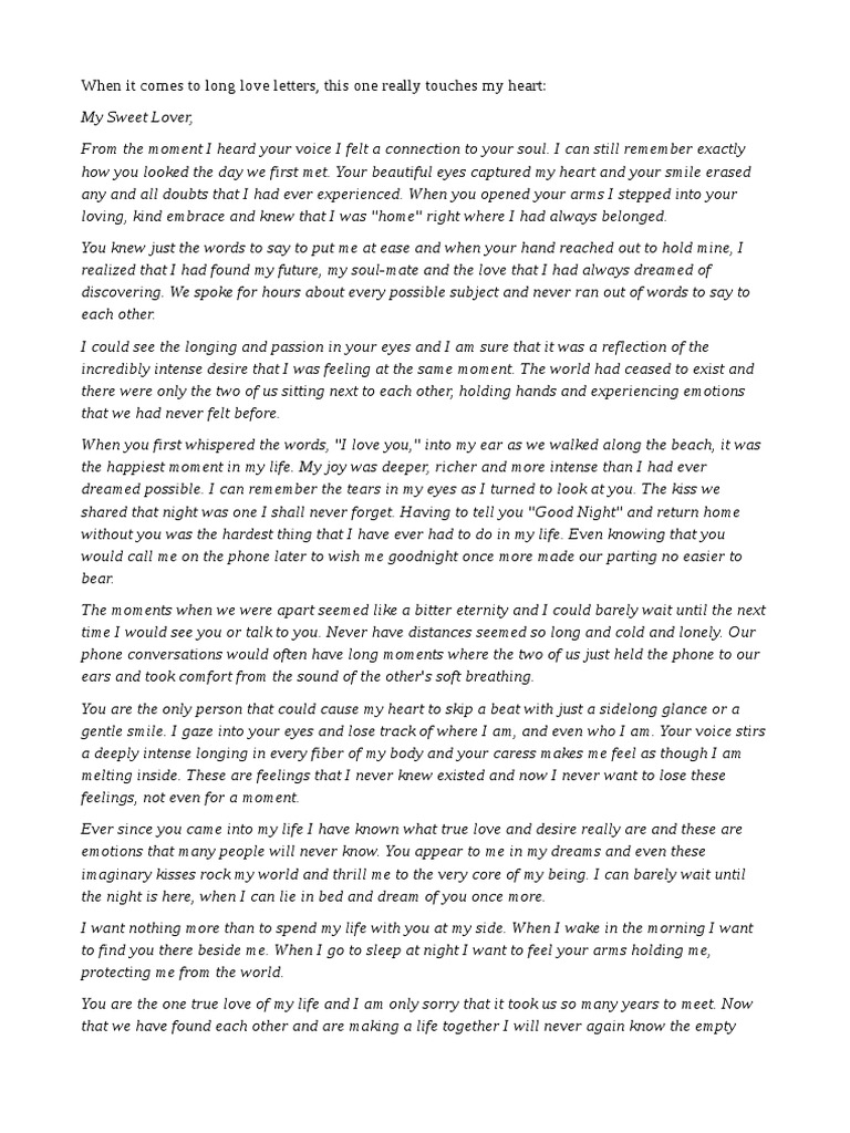 Long Love Letter To Boyfriend | PDF | Love | Human Nature