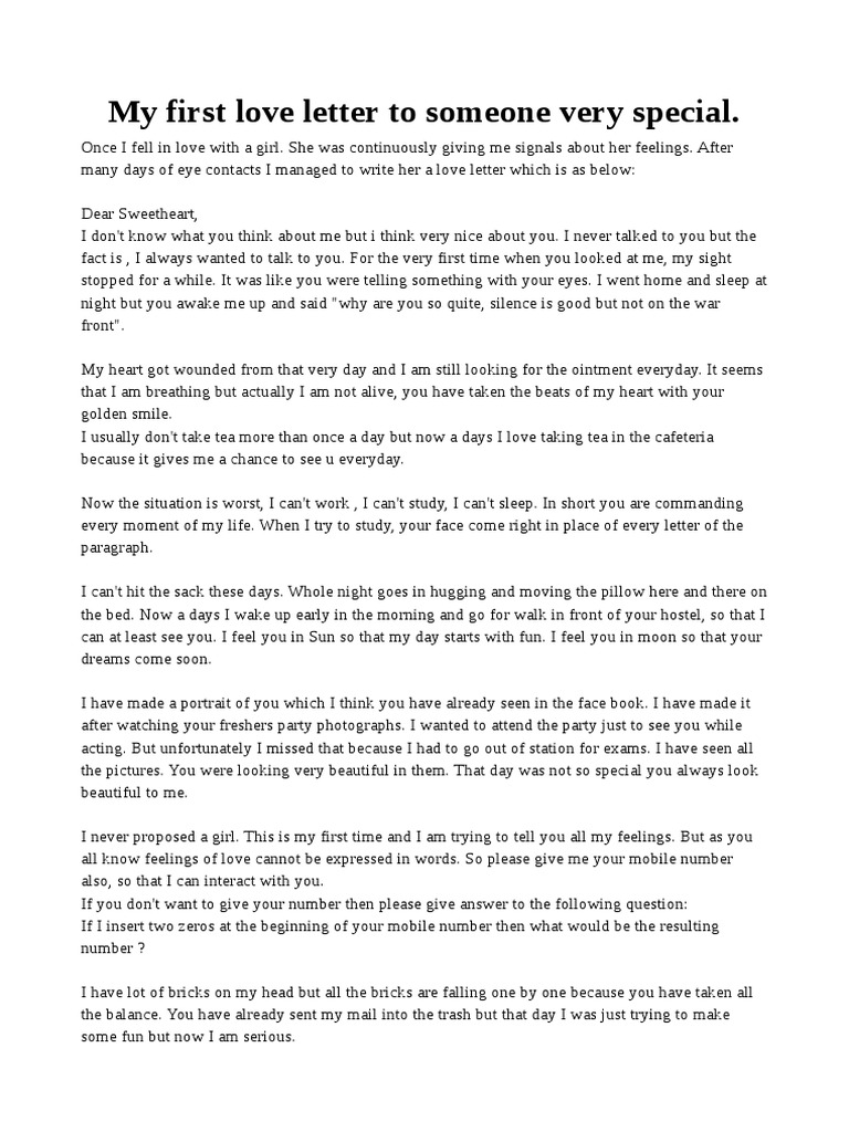 First Love Letter To Girlfriend | PDF